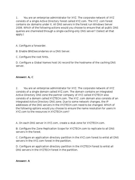 questions pdf domain name system active directory
