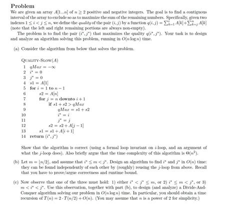 Solved Problem We Are Given An Array A N Of N Chegg