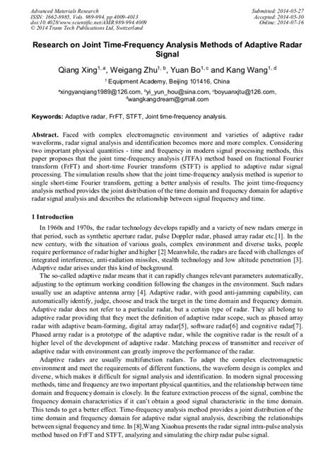 research on joint time frequency analysis methods of adaptive radar