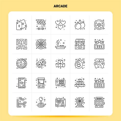 Outline 25 Arcade Icon Set Vector Line Style Design Black Icons Set Linear Pictogram Pack Web