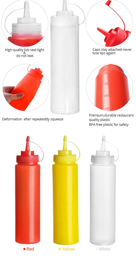 Reusable Condiment Squeeze Bottles Easy Dispensing For Sauces Dressings And Custom Combos