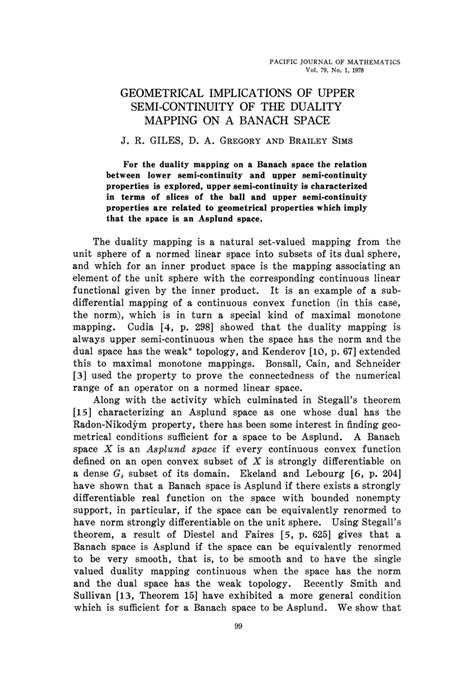 Pdf Geometrical Implications Of Upper Semi Continuity Of The Duality