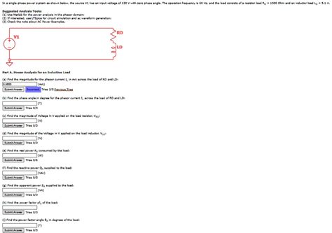 Solved In A Single Phase Power System As Shown Below The Source V1 Has An Input Voltage Of 120