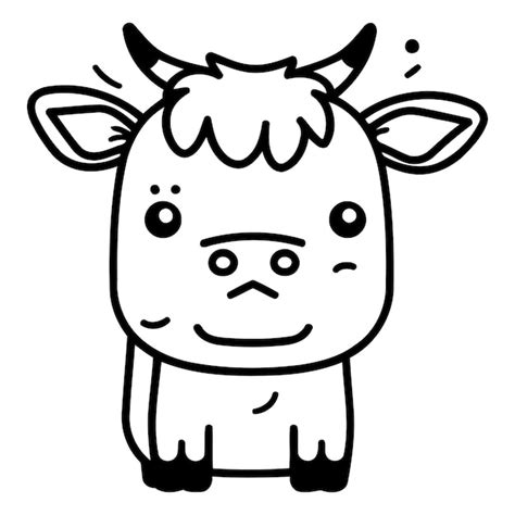 Cute Vache De Dessin Animé Illustration Vectorielle Isolée Sur Fond Blanc Vecteur Premium