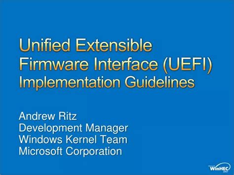 Ppt Unified Extensible Firmware Interface Uefi Implementation