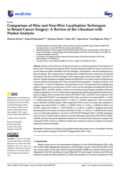 Pdf Comparative Analysis Of Wire Vs Wire Free Localization In Breast