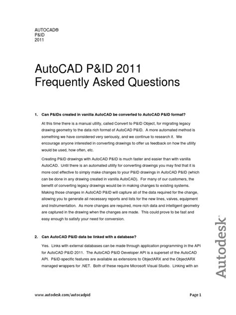 autocad pid 2011 frequently asked questions pdf auto cad autodesk