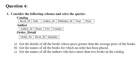 Solved Question Consider The Following Schema And Chegg