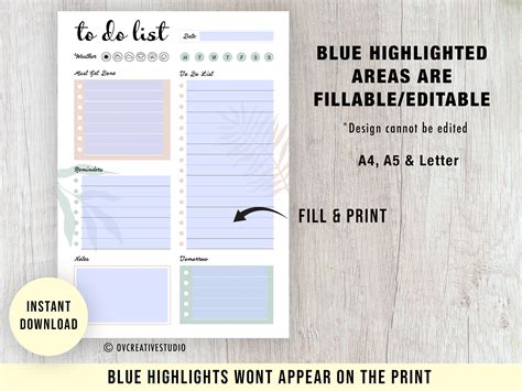 To Do List Daily Planner Task List Daily Checklist Etsy