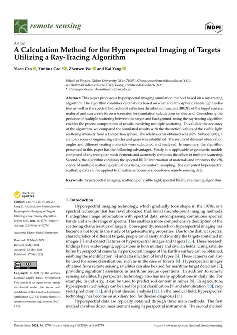 pdf a calculation method for the hyperspectral imaging of targets