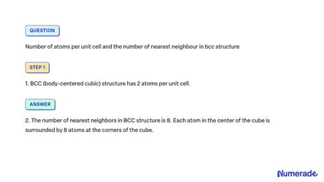 Solved Number Of Atoms Per Unit Cell And The Number Of Nearest