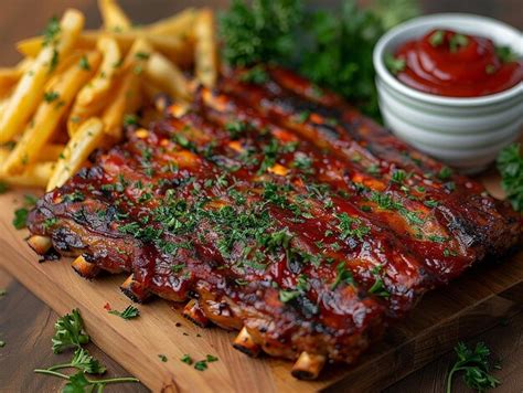 Cinematic Food Influencer Photo Of Grilled Spare Ribs Premium Ai