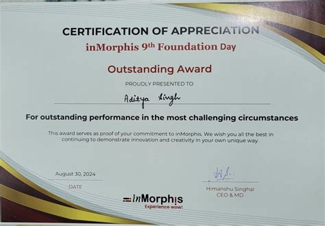Aditya Singh On Linkedin Grateful Inmorphis Teamwork Recognition