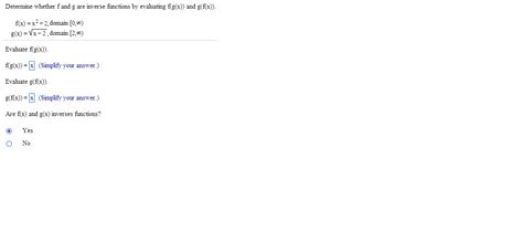 solved determine whether f and g are inverse functions by