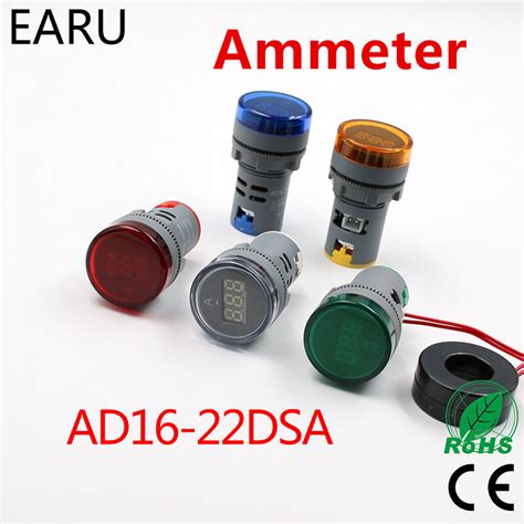 디지털 Led 표시기 램프 파일럿 라이트 22mm Ac 20 500v 볼트 0 100a 20 75hz 전압계 전류계