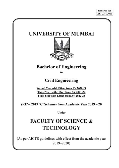 Civil Engineering Syllabus Sem Iii Mumbai University Item No AC UNIVERSITY OF