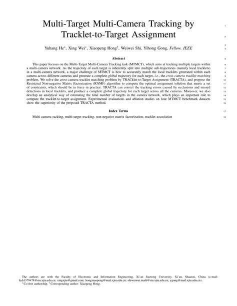 Pdf Multi Target Multi Camera Tracking By Tracklet To Target Assignment