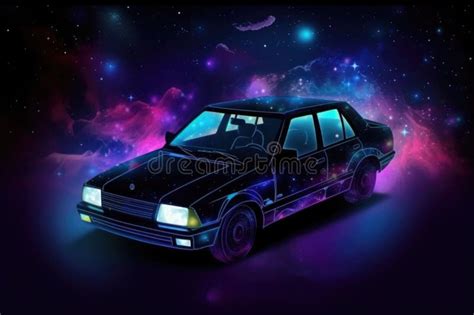Futuristic Digital Car In Cyberspace Background Generative Ai Stock Illustration Illustration