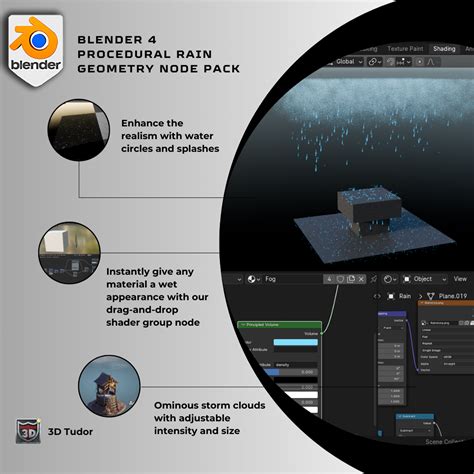 Blender 4 Procedural Rain Geometry Node Pack