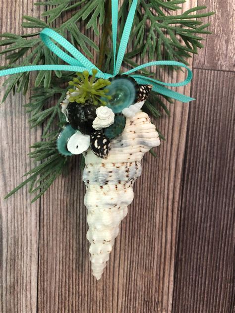 Cerith Seashell With Shells And Greenery Beach Christmas Ornaments Etsy
