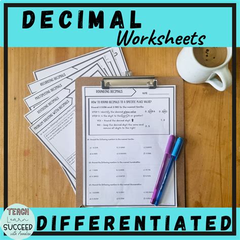 GRADE Decimal Worksheets DIFFERENTIATED Australian Teachers Marketplace