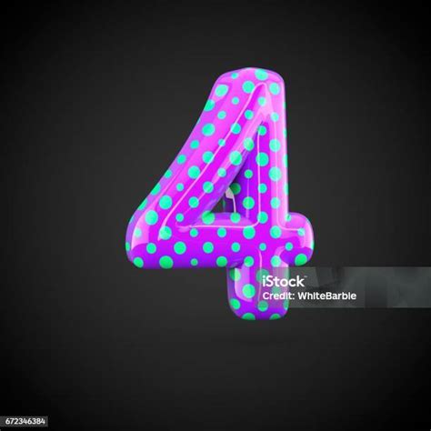 바이올렛 알파벳 수 4 흰색 배경에 고립 된 파란색 점입니다 0명에 대한 스톡 벡터 아트 및 기타 이미지 0명 3차원 형태 그림자 Istock