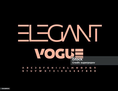 벡터 모던 사인 우아한 보그 세련된 알파벳 문자 및 숫자 세트 Fashion Show에 대한 스톡 벡터 아트 및 기타 이미지