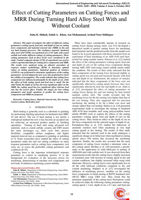 Pdf Effect Of Cutting Parameters On Cutting Forces And Mrr During