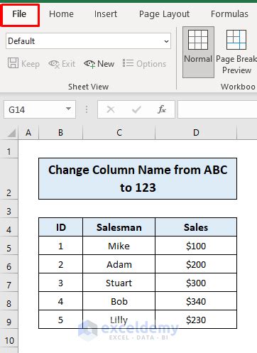 How To Change Column Name From ABC To 1 2 3 In Excel