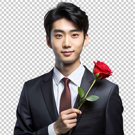 A Male Holding A Red Rose Premium Ai Generated Psd