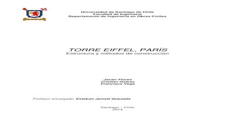 Torre Eiffel París Estructura Y Proceso De Construcción [pdf Document]