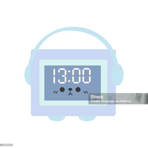 Vector Flat Illustration Of A Digital Clock Displaying Illustration Of
