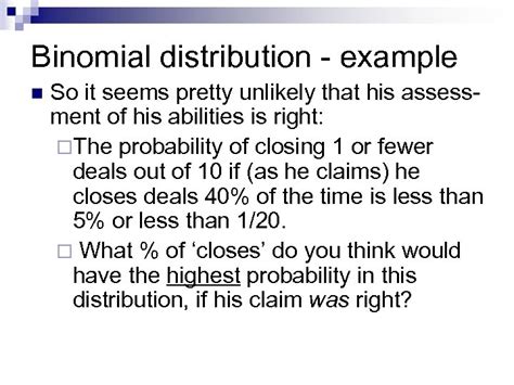 Discrete Random Variables The Binomial Distribution Bernoulli S