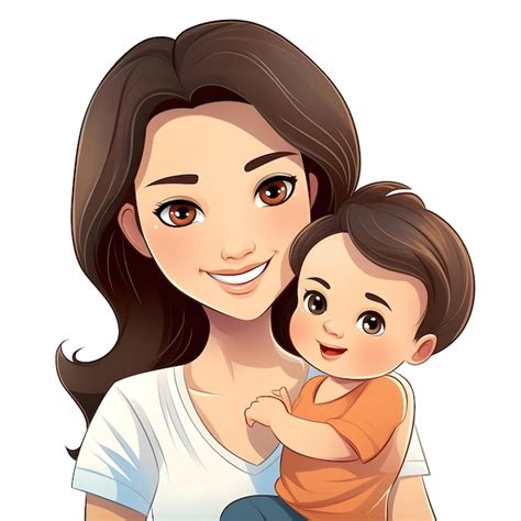 Clipart Vetorial De Desenho Animado De Mamãe E Bebê Foto Premium