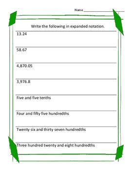 Decimals In Expanded Notation Expanded Notation Notations Numbers In Word Form