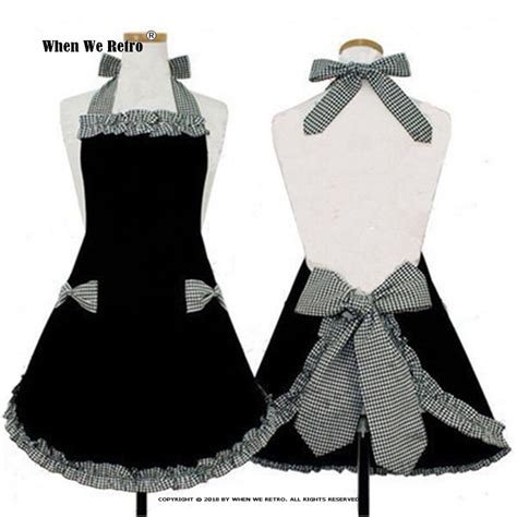 레트로 코 튼 빈티지 앞치마 Sp1562 홀터 블랙 로즈 해골 인쇄 꽃 주방 앞치마 여성 레이스 업 작업복 및 유니폼