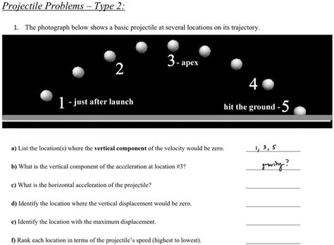 Projectile Problems â Type 2 1 The photograph below shows a basic projectile at several