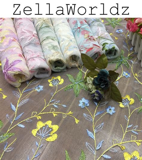 Maple Leaf Fabric Maple Leaves Flowers Plants Embroidered Lace Tulle