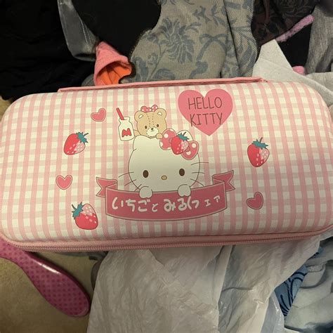 hello kitty strawberry nintendo switch case not for depop