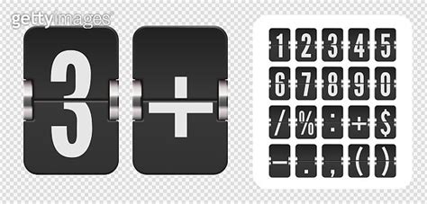 Set Of Flip Scoreboard Numbers And Symbols For Countdown Timer Or