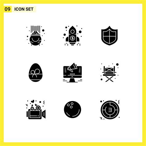 Mobile Interface Solid Glyph Set Of Pictograms Of Website Eat Rocket Spring Egg Editable