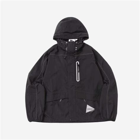 앤드원더 X 그라미치 패치워크 윈드 후드 블랙 And Wander Kream