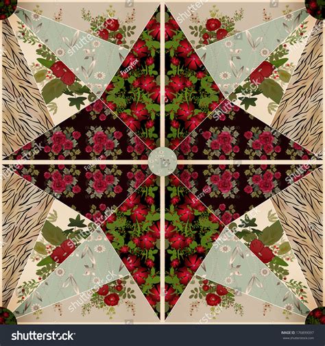 Patchwork Seamless Pattern Texture Background Roses Stock Illustration 176899097 Shutterstock