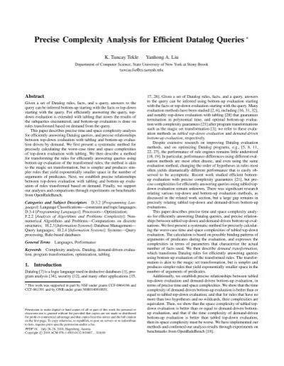 precise complexity analysis for efficient datalog queries∗