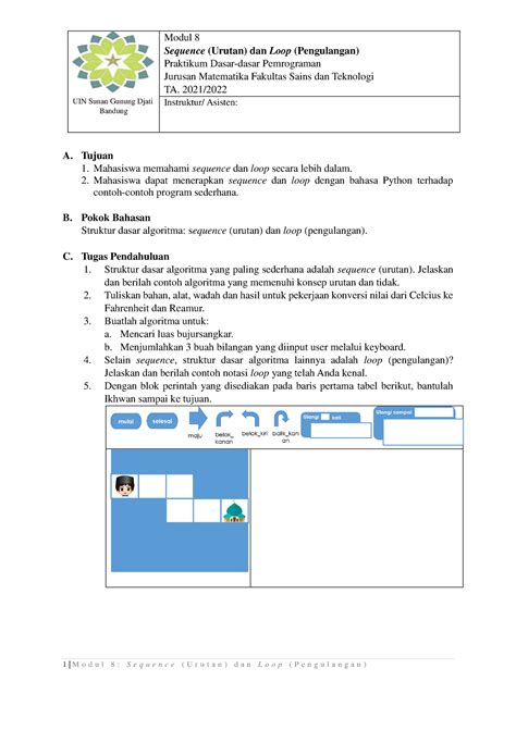 Modul 8 Sequence Dan Loop Modul 8 Sequence Urutan Dan Loop