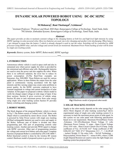 Dynamic Solar Powered Robot Using Dc Dc Sepic Topology PDF