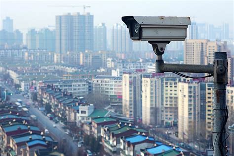 Facial Recognition Surveillance Cctv Cameras In Action Stock