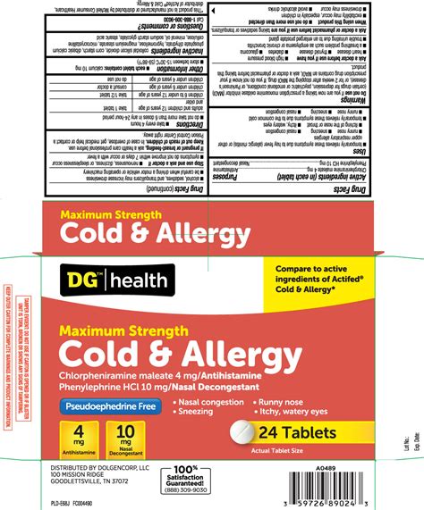 Cold And Allergy Maximum Strength Chlorpheniramine Maleate