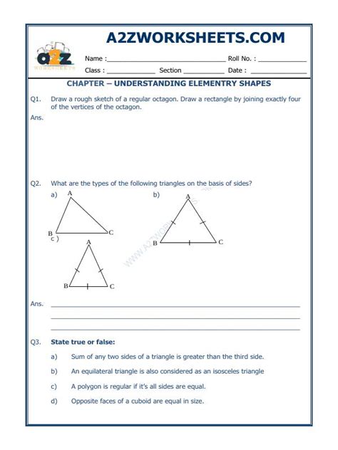 A2zworksheets Worksheet Of Understanding Elementary Shapes 02 Geometry
