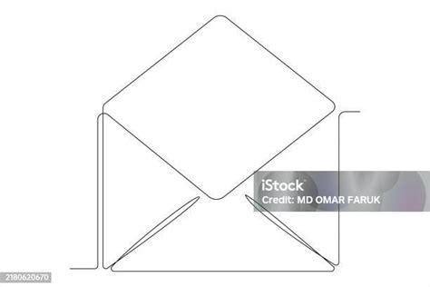 하트가 있는 봉투의 연속적인 한 줄 그리기 연애편지 벡터 일러스트 레이 션 봉투에 대한 스톡 벡터 아트 및 기타 이미지 봉투